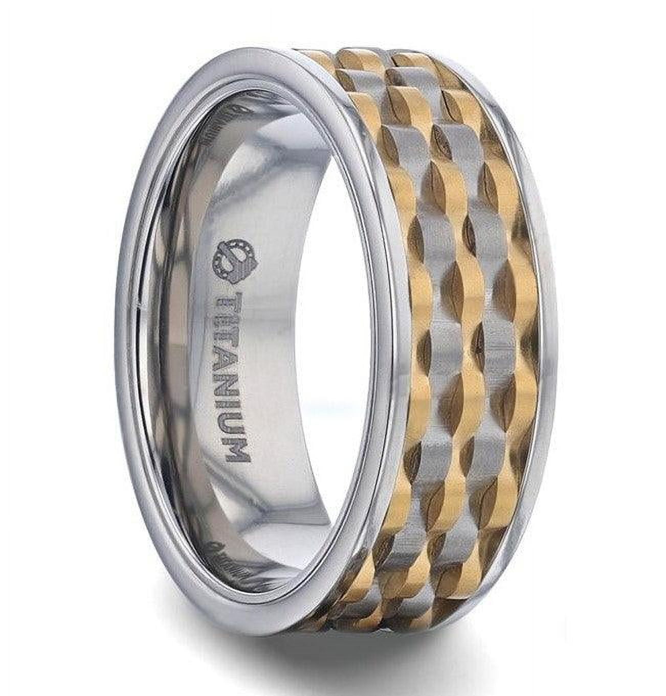 MONTROSE Wavy Gold And Gunmetal Texture Pattern Inlaid Titanium Ring ...