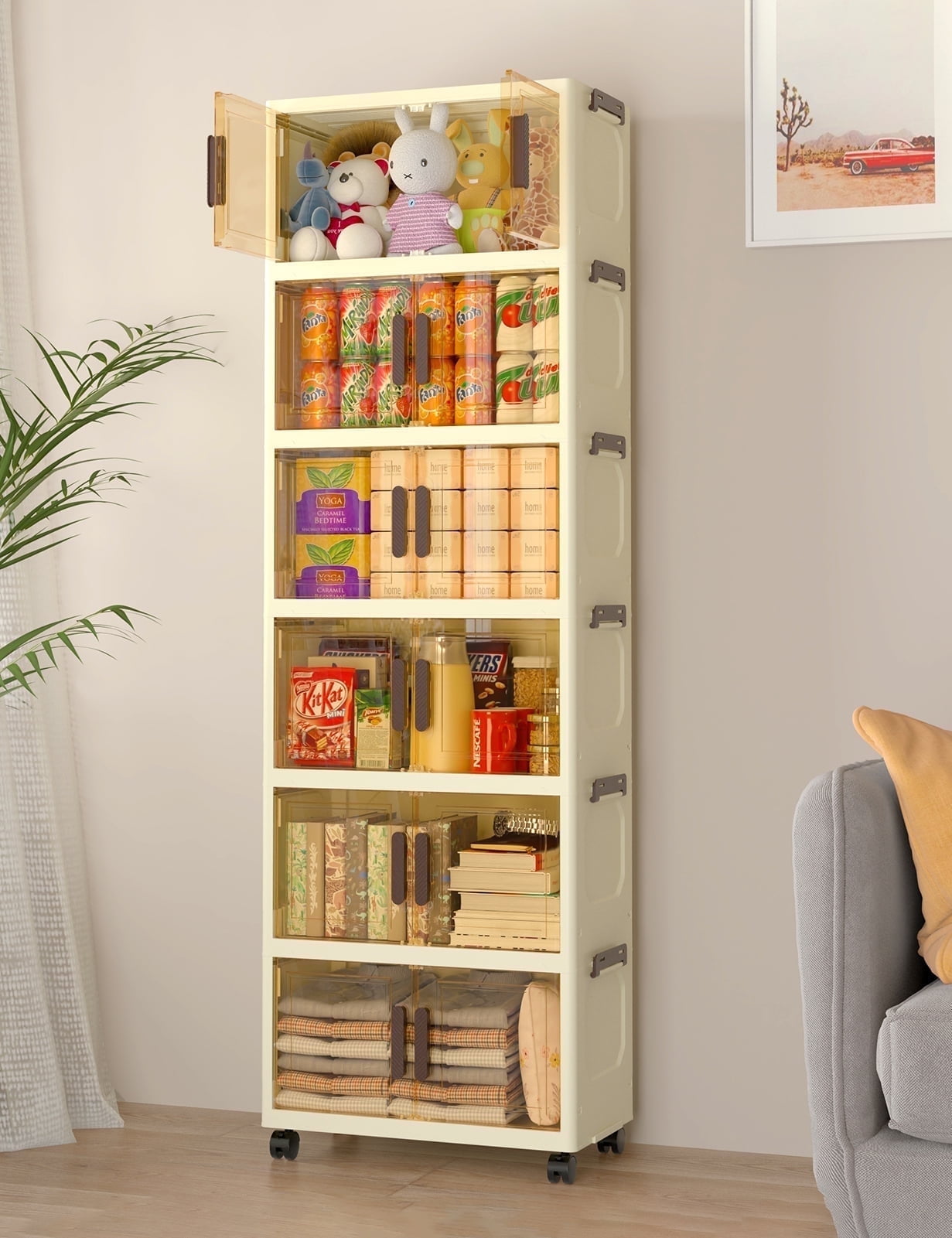 Keenstone 6 Tier Stackable Plastic Storage Bins with Lids, 186Qt ...