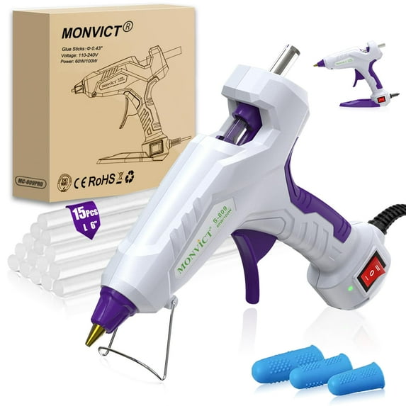 MONVICT Full Size Hot Glue Gun with 60/100W and On/Off Switch, Dual ...