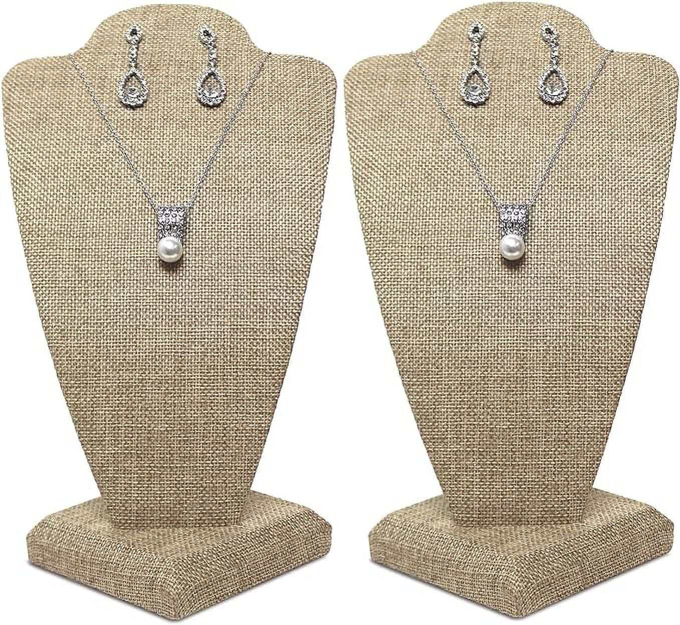 MOOCA 2 Pcs Small Burlap Necklace Chain Jewelry Bust Display Holder ...