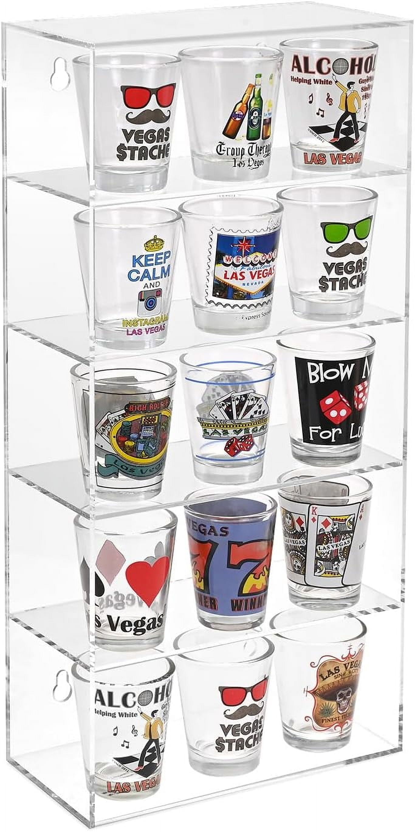 MOOCA Acrylic 5 Levels Wall Mounted Acrylic Display Case, Shot Glass ...
