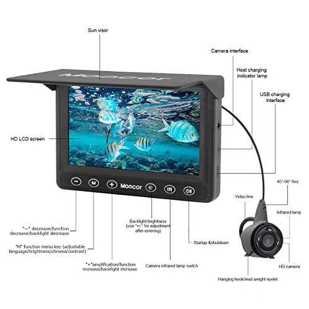 MOOCOR Underwater Fishing Camera, Portable Fish Finder Camera HD 1000 ...