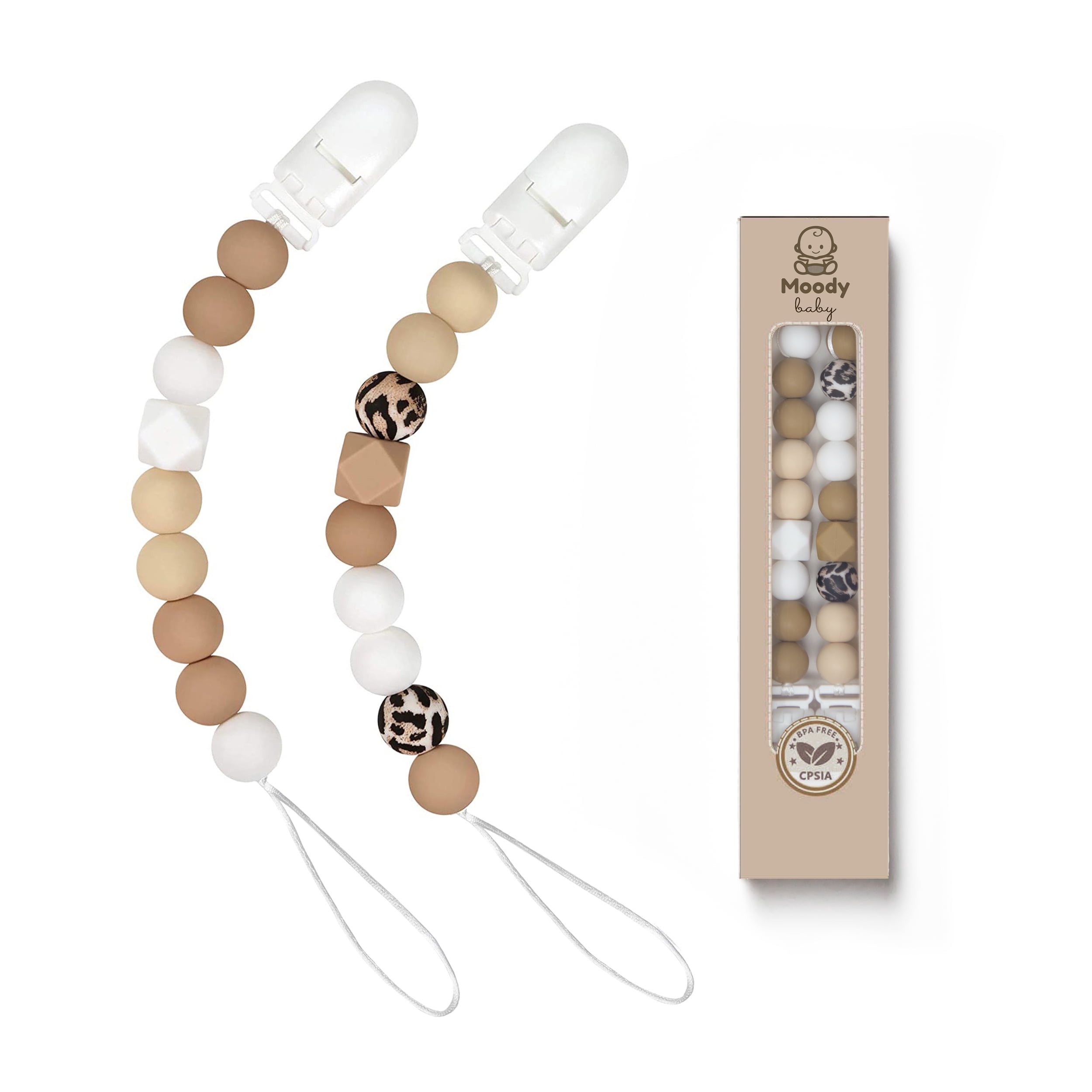 MOODYBABY® Pacifier Binky Clips for Boys Girls Soother Chain Silicone ...