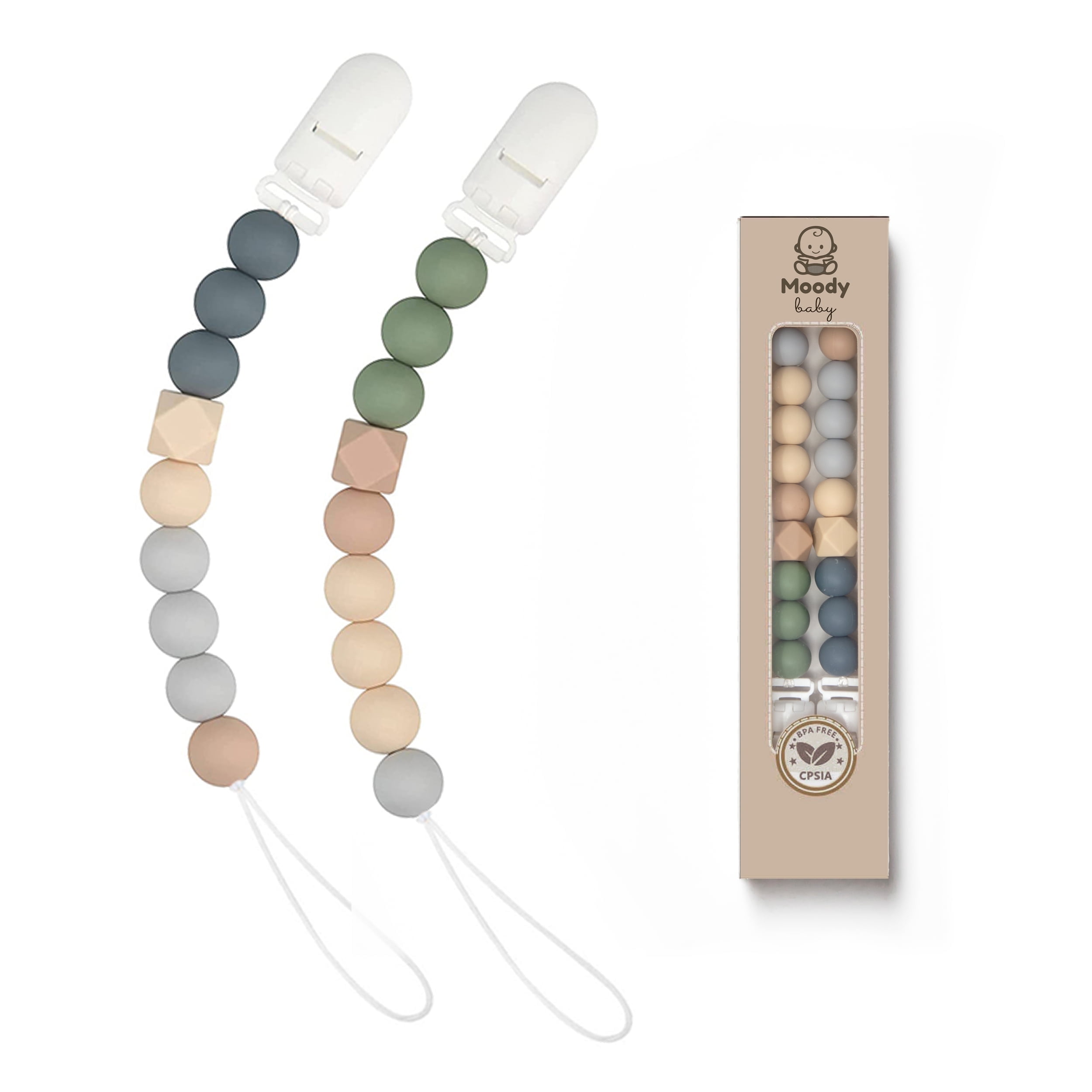 MOODYBABY® Pacifier Clips for Boys Girls Soother Chain Silicone Holder ...