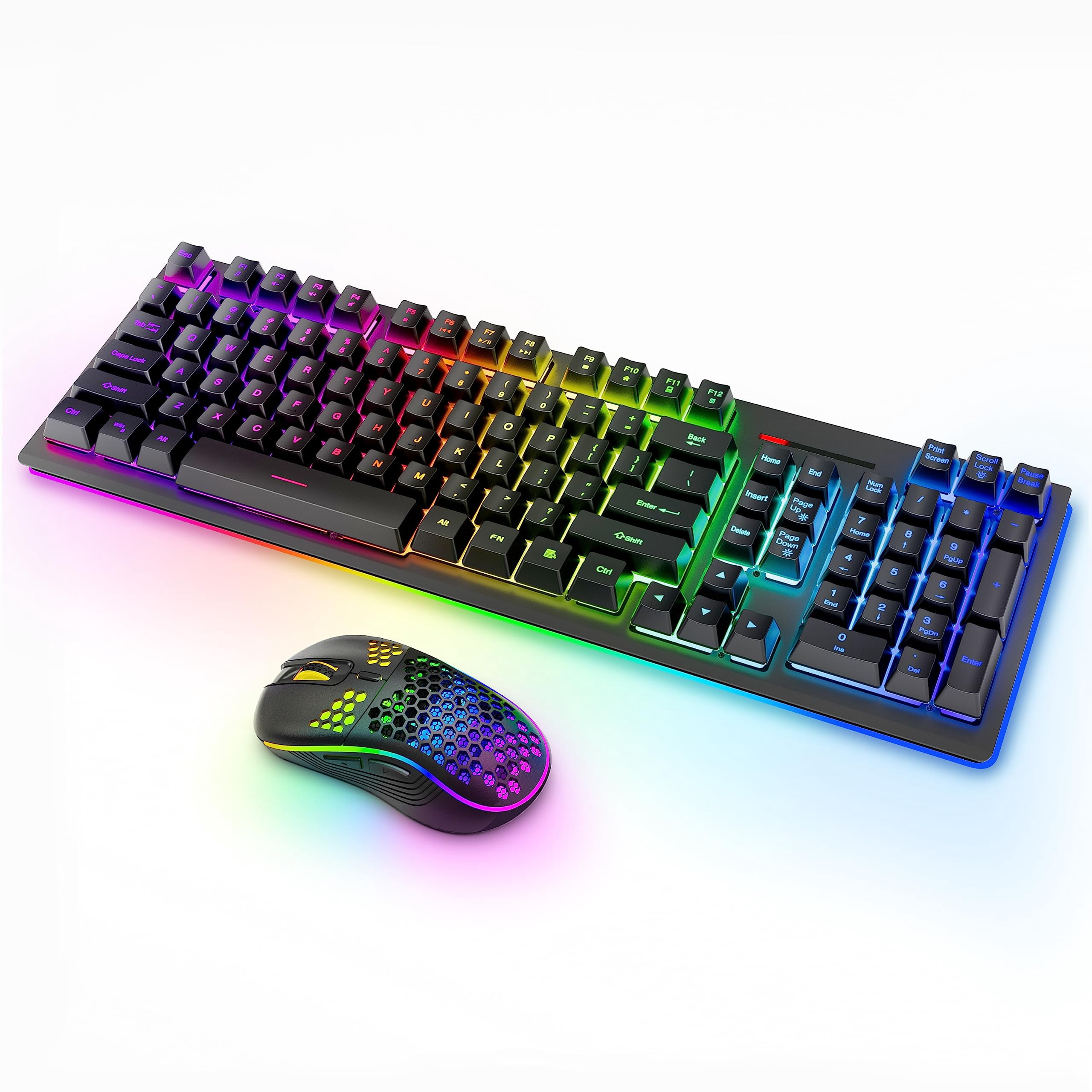 MOOJAY Wireless Keyboard and Mouse RGB Backlit Combo, Rechargeable 2.4G ...