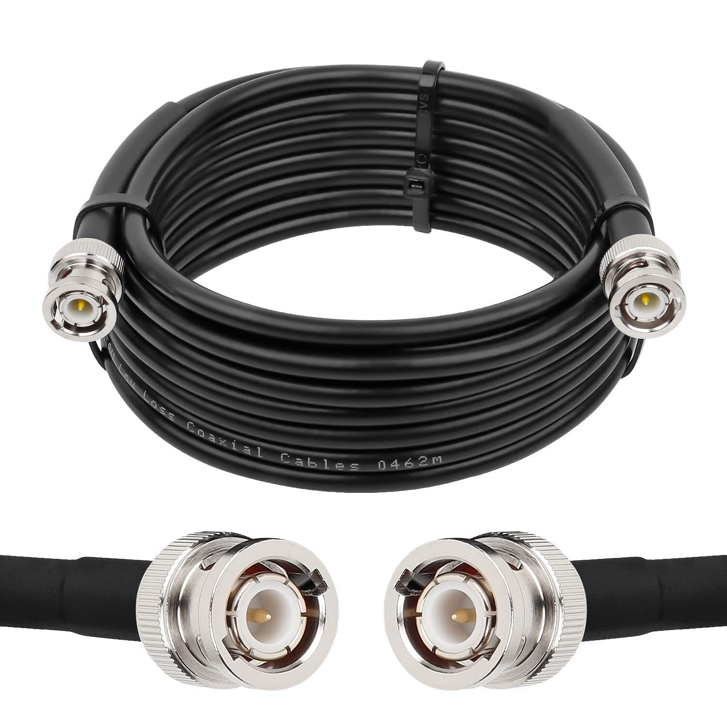MOOKEERF BNC Male to BNC Male Coax Cable 15ft, 50 Ohm RG58 Coaxial Cable with BNC Connectors ...
