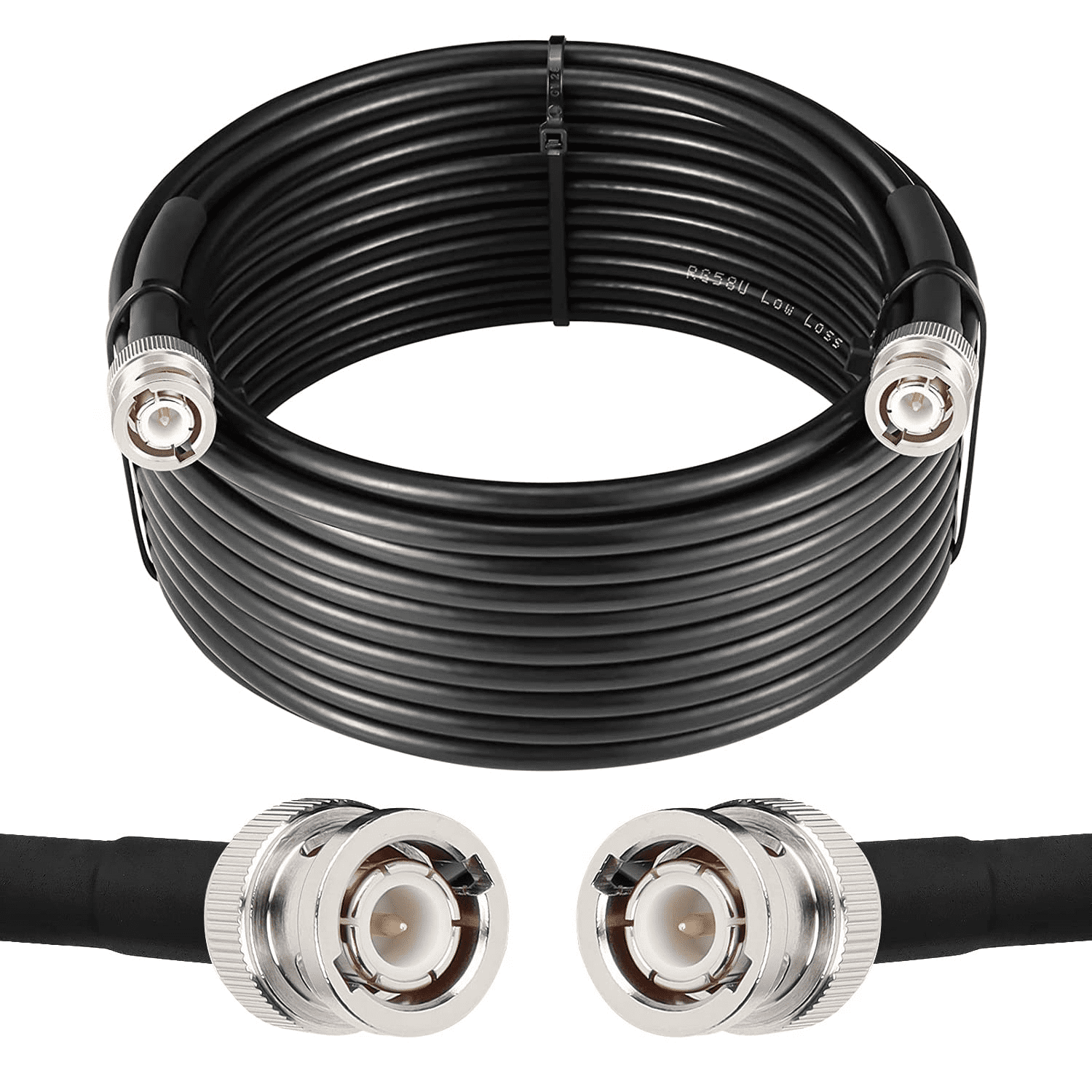 MOOKEERF BNC Male to BNC Male Coax Cable 25ft, 50 Ohm RG58 Coaxial ...