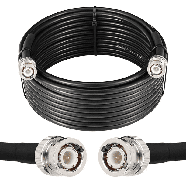 MOOKEERF BNC Male to BNC Male Coax Cable 25ft, 50 Ohm RG58 Coaxial Cable with BNC Connectors ...