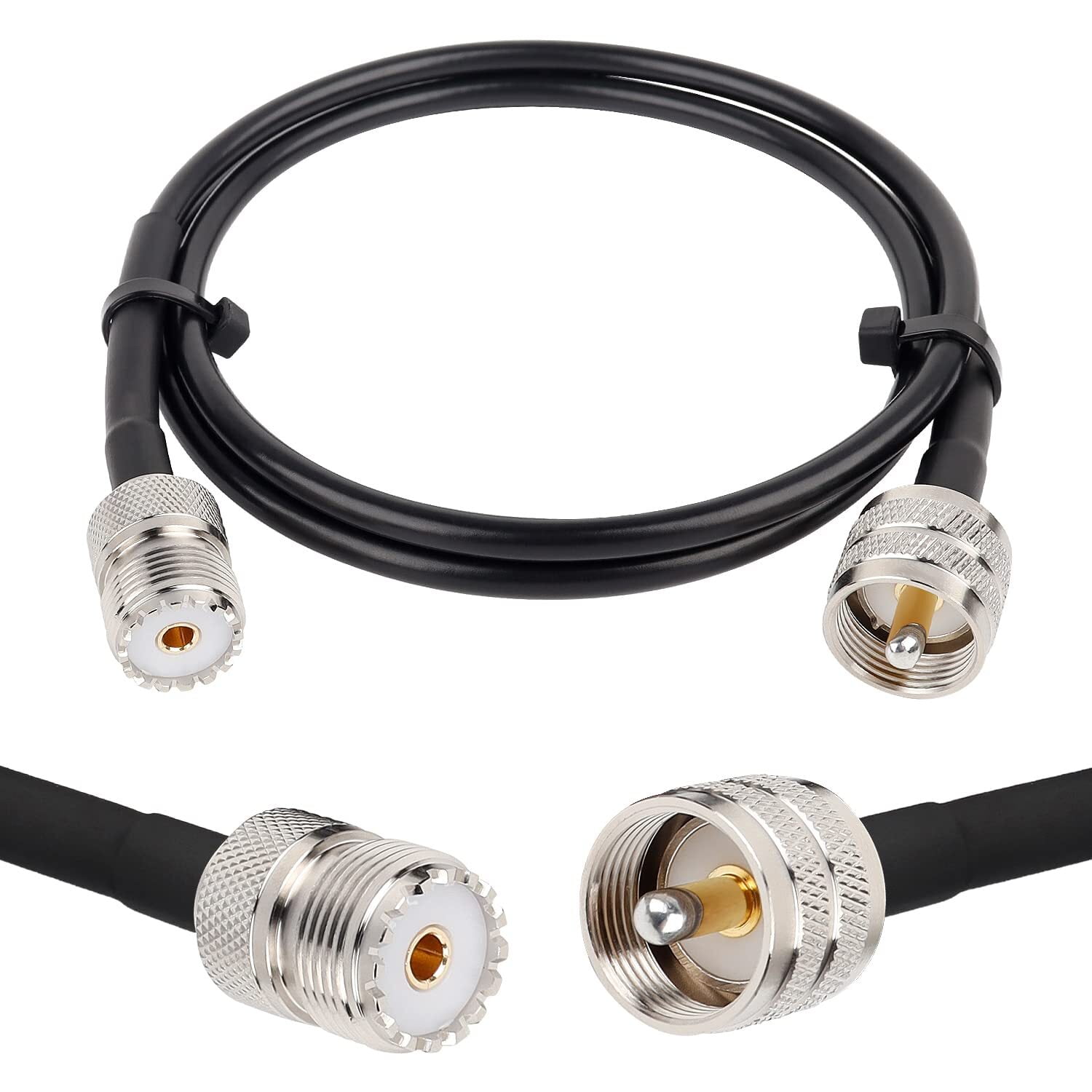 MOOKEERF PL-259 UHF CB Coaxial Cable 3FT, RG58 Male to Female, Low Loss ...