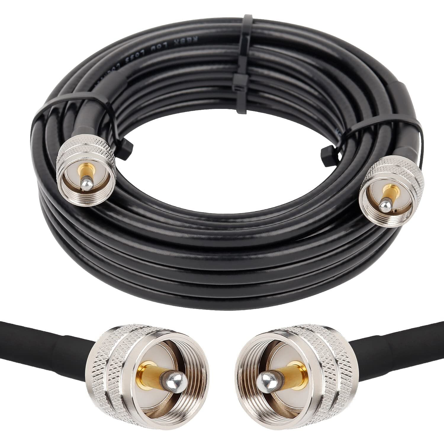 MOOKEERF RG8x Coaxial Cable 25ft, CB Coax Cable 50 Ohm, UHF PL259 Male ...