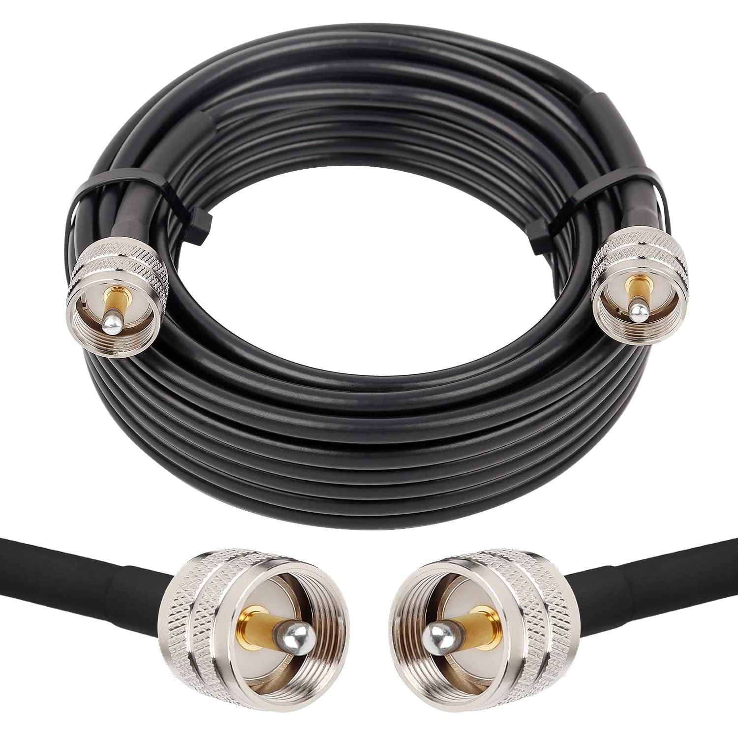 MOOKEERF UHF PL259 Cable RG58 CB Coax Cable, 25ft UHF Male to UHF SO239 ...