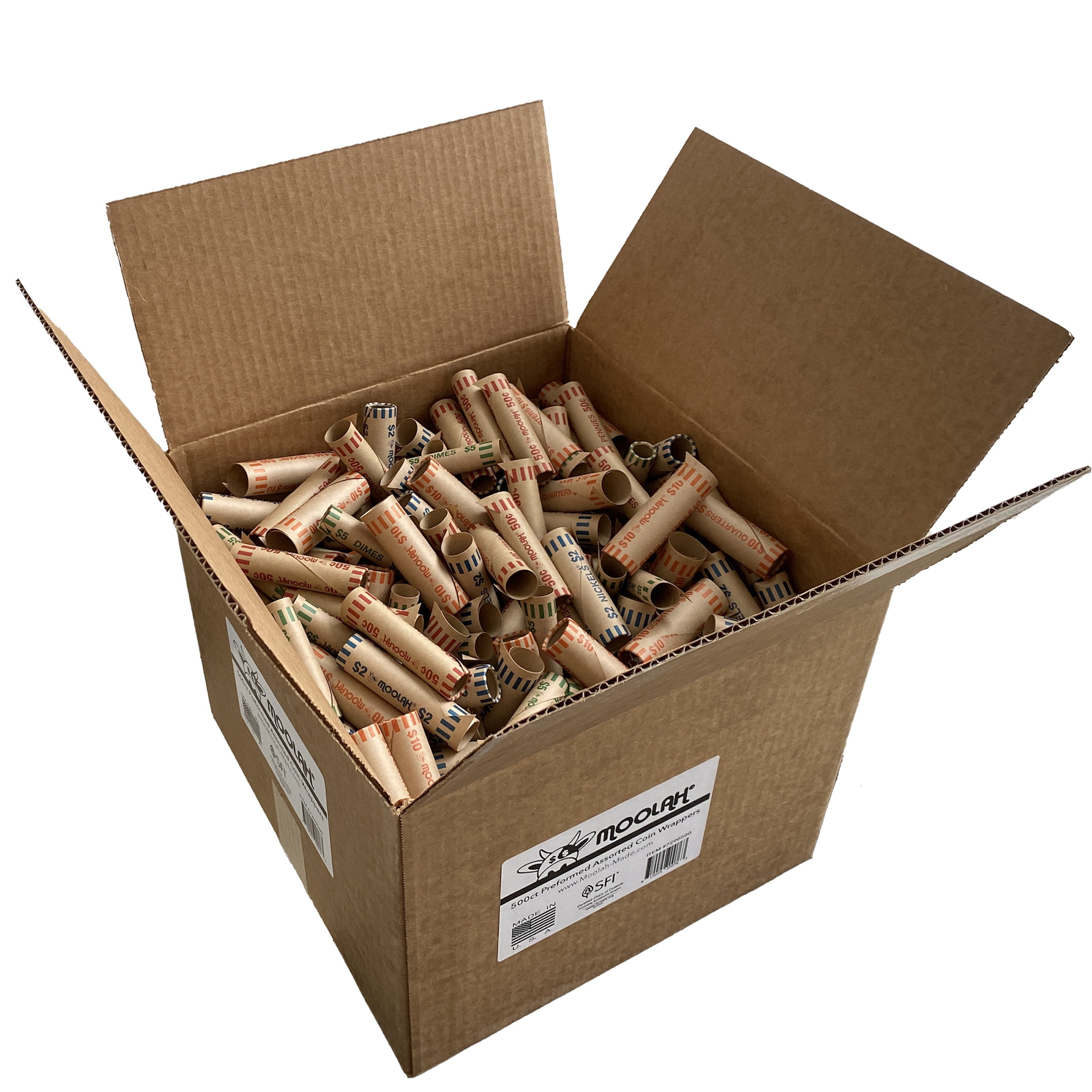 Moolah Assorted Coin Wrappers, Preformed Kraft Paper, Quarter, Dime ...