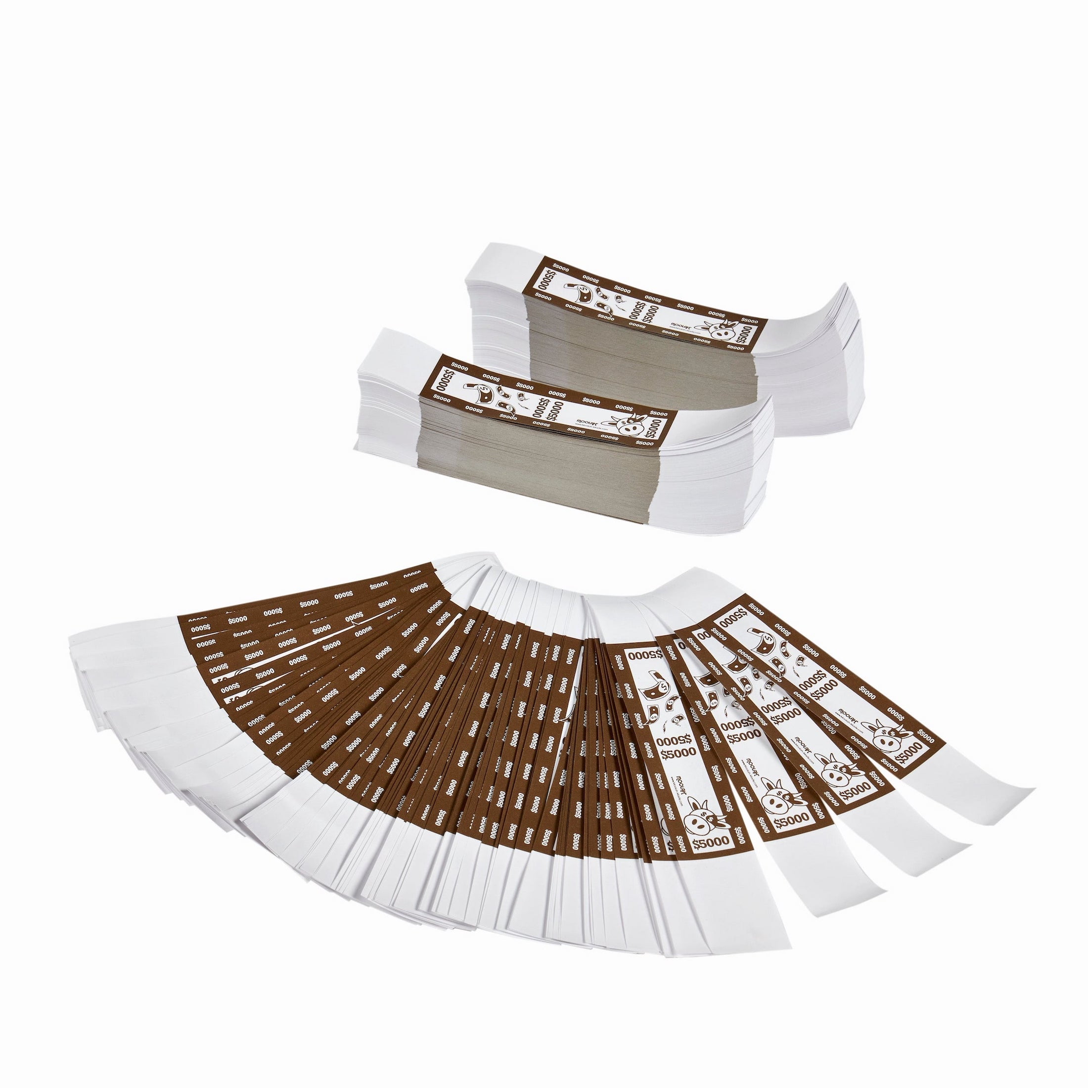 MOOLAH Self-Sealing Currency Bands, Brown, $5000.00, Pack of 1000 ...