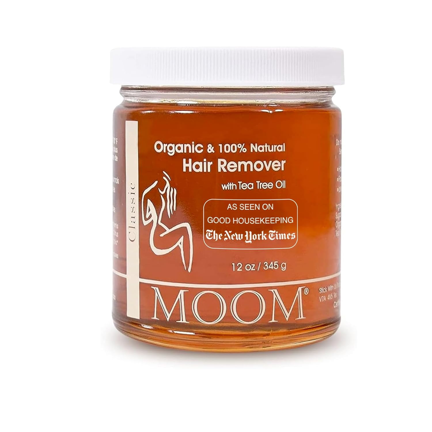 MOOM Organic Sugar Wax with Tea Tree Oil, 12 oz Jar - Hair Removal for ...