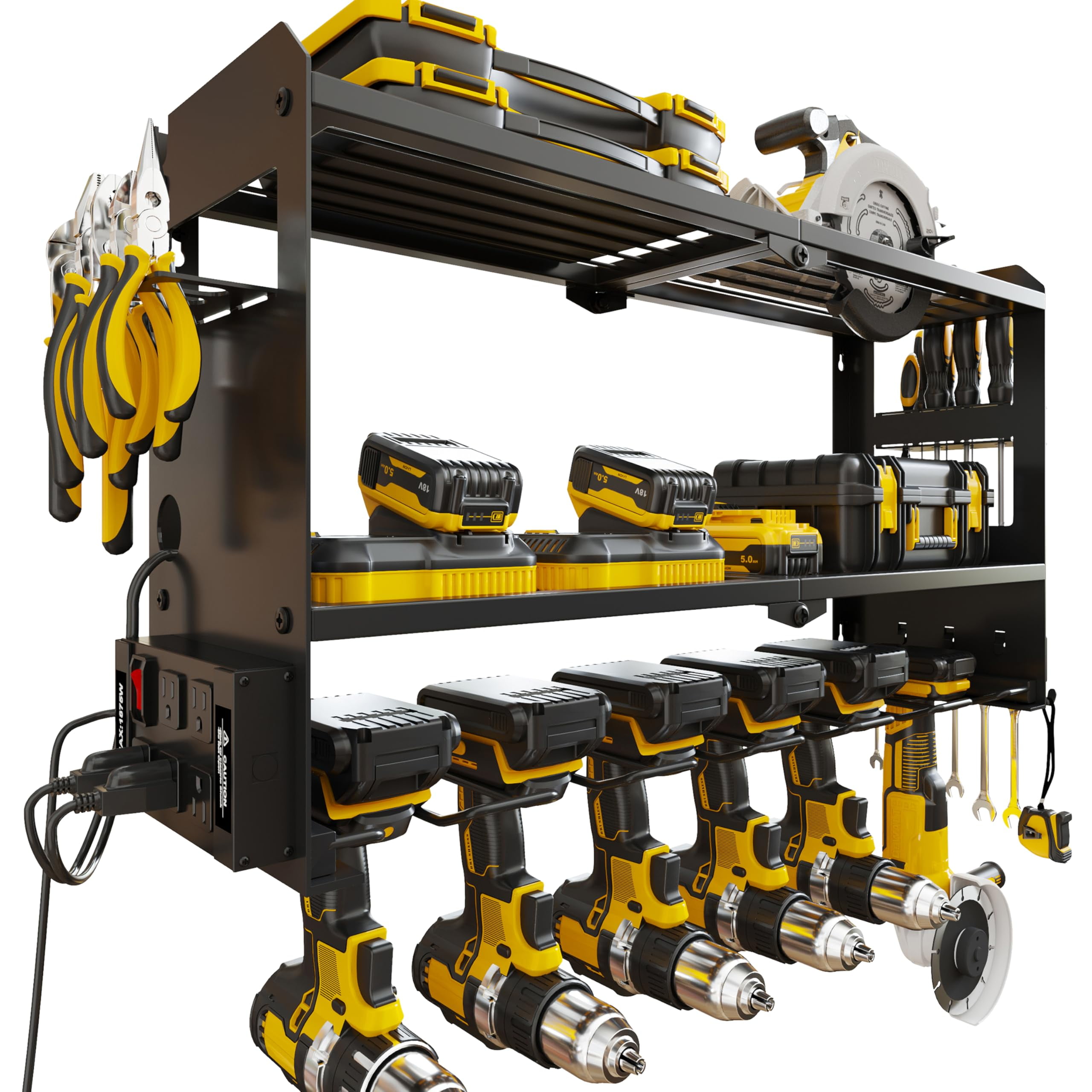 MOOMSINE Power Tool Organizer Wall Mount with Charging Station, Heavy ...