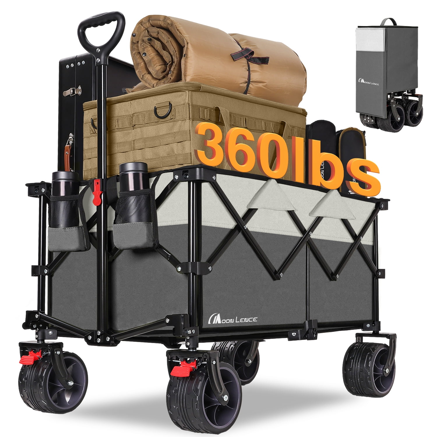 Moon Lence Big Capacity Garden Portable Hand Cart with All-Terrain ...