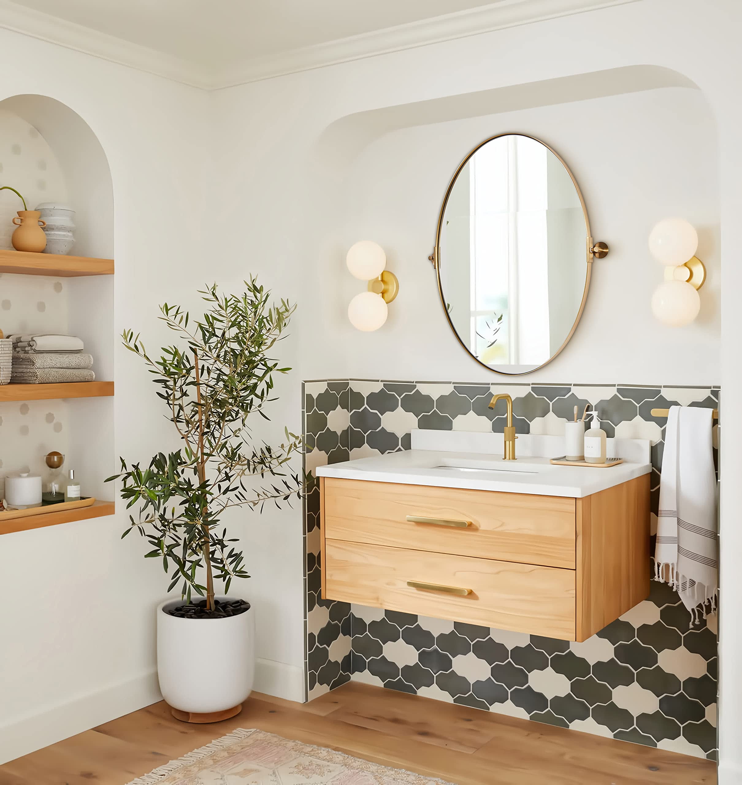 MOON MIRROR Gold Oval Pivot Mirror, Oval Vanity Mirror for Wall ...