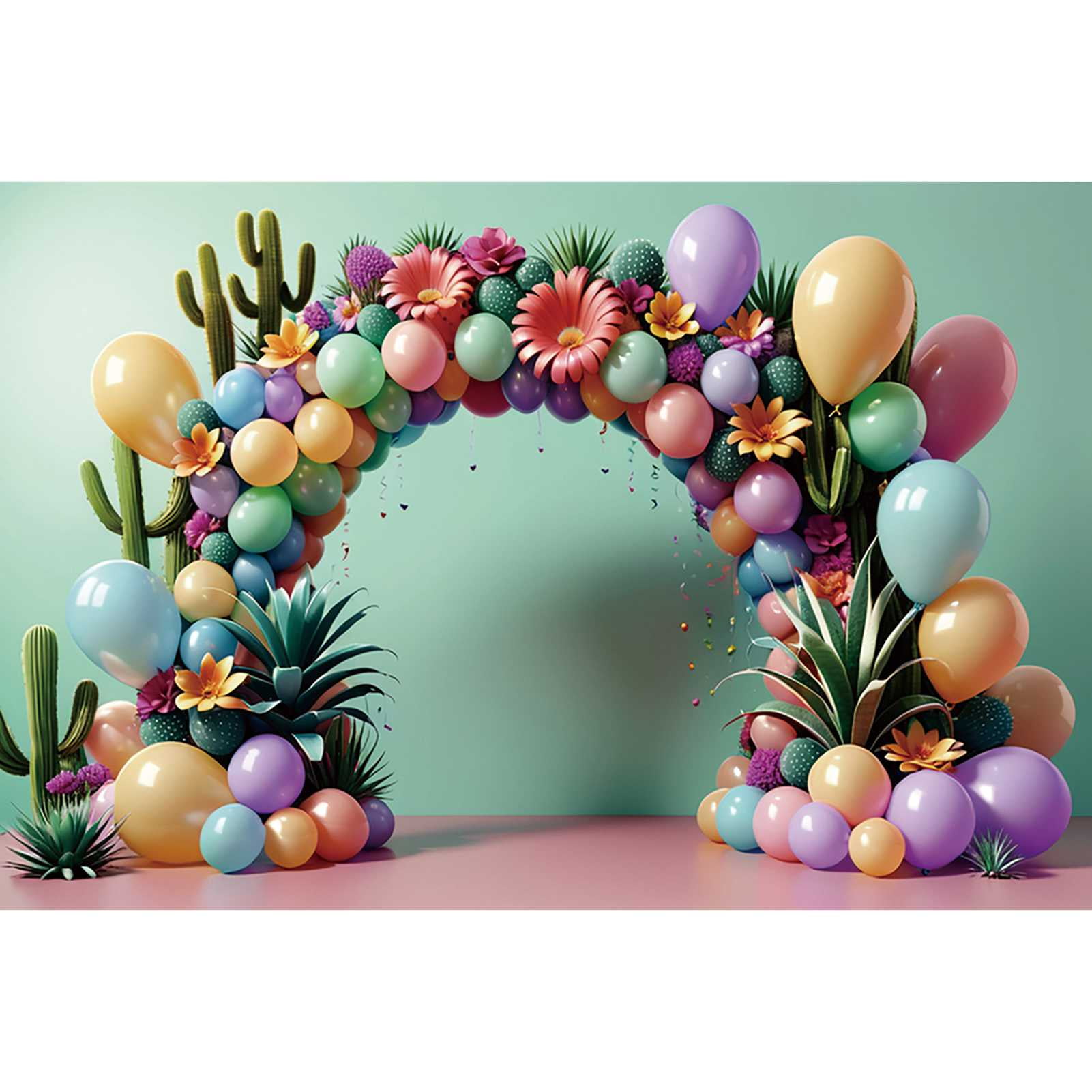 MOON.QG Balloon Arch Photography Backdrop Baby Cactus Gradient Birthday ...