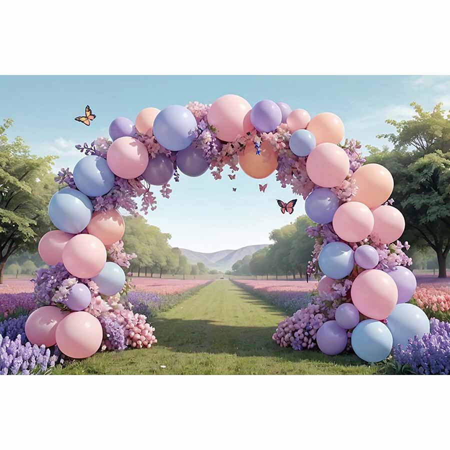 MOON.QG Balloon Arch Photography Backdrop Spring Outdoor Butterfly ...