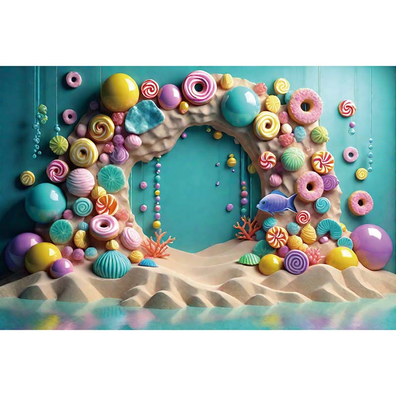 MOON.QG Beach Arch Birthday Backgrounds Girl Lollipop Candy Bar Summer ...