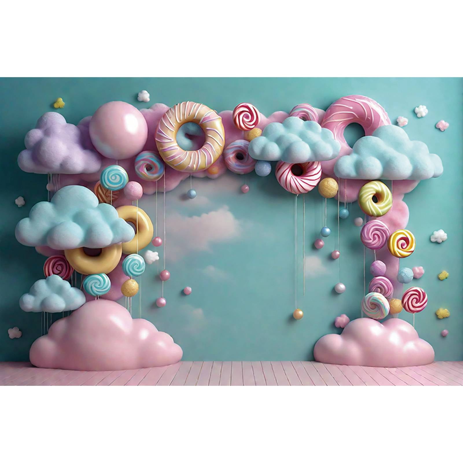 MOON.QG Cloud Doughnut Candyland One Birthday Backgrounds Girls Blue ...
