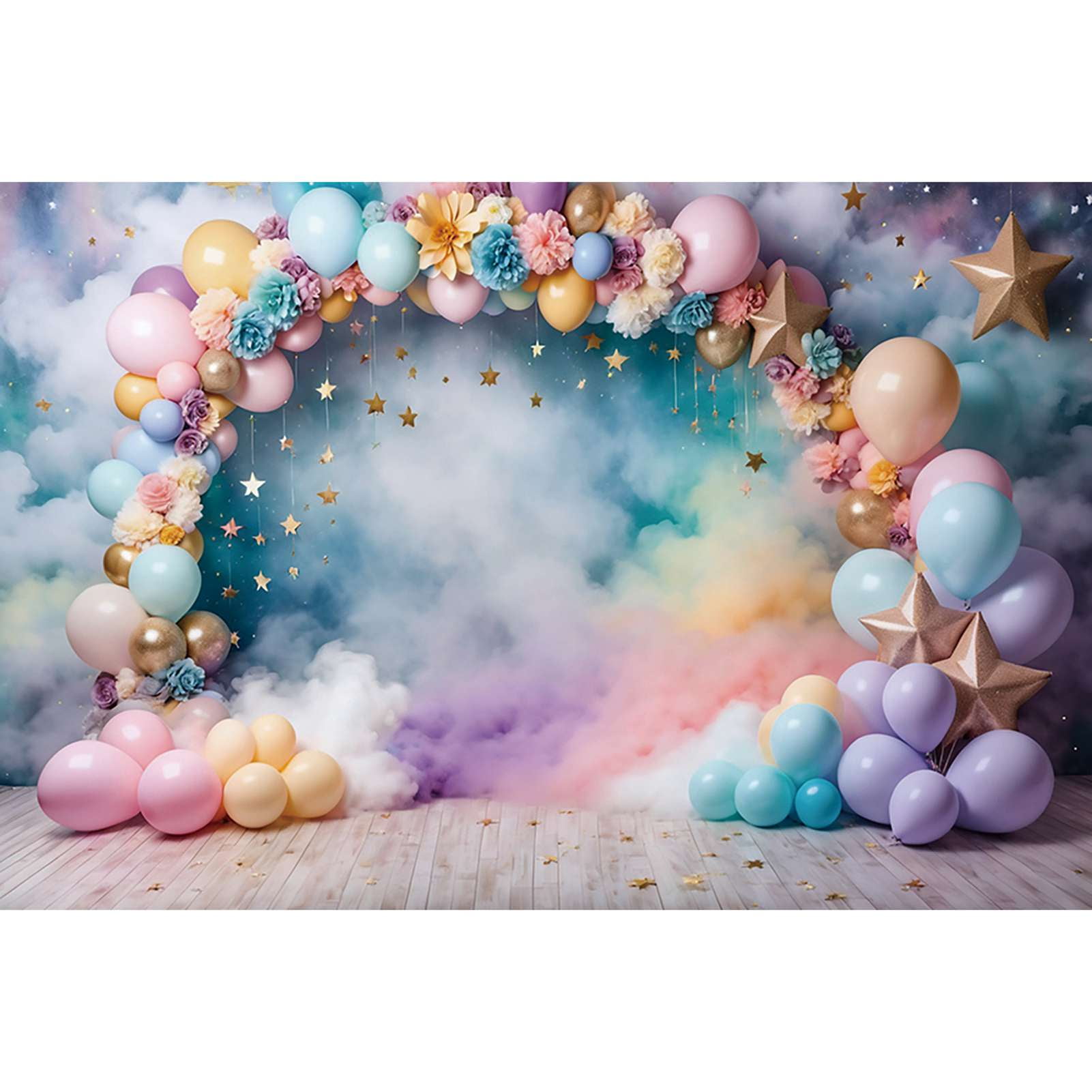 MOON.QG Color Cloud First Birthday Background Children Star Balloon ...