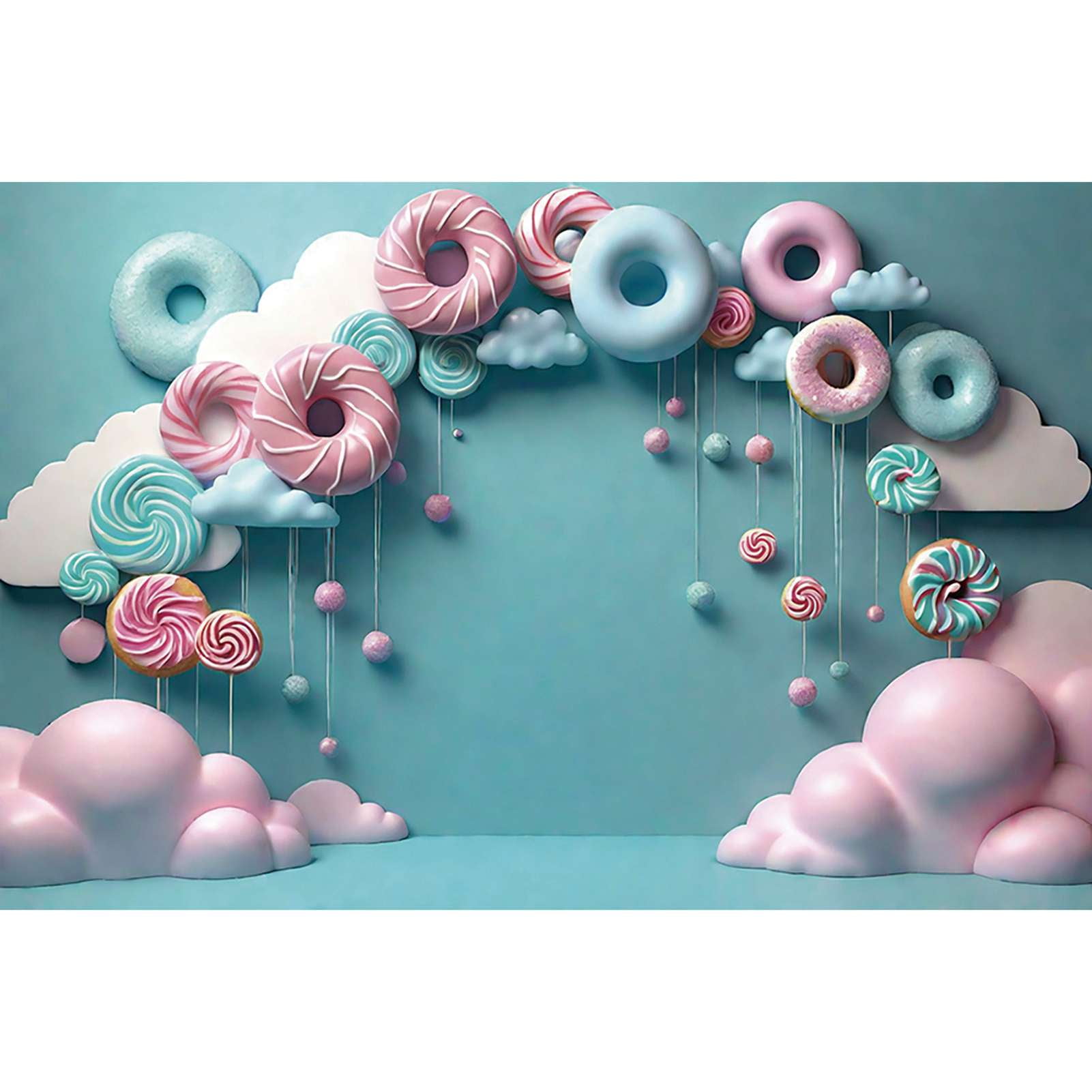 MOON.QG Fairy Candyland Birthday Background Baby Shower Lollipop Donut ...