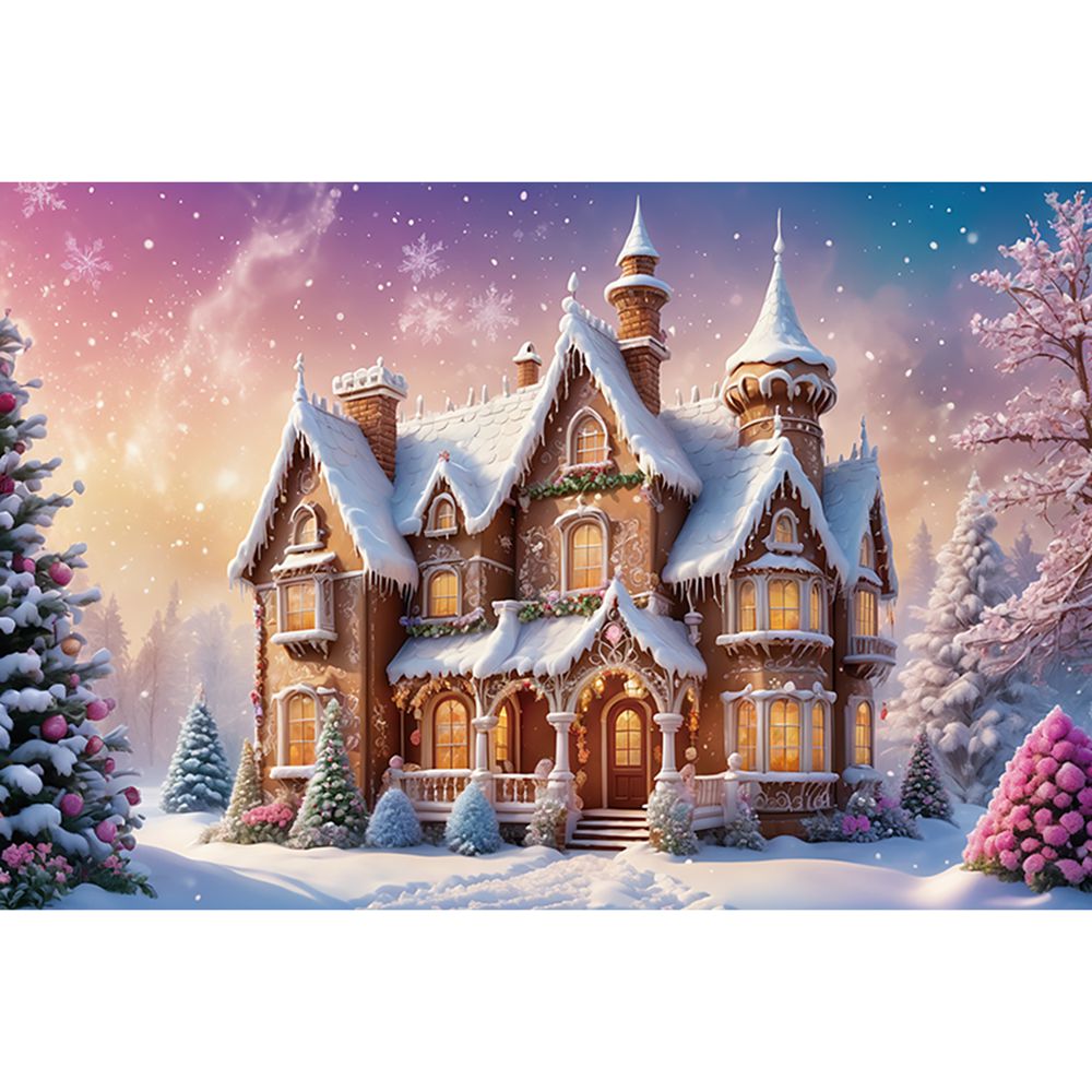 MOON.QG Fairy Castle Birthday Backdrop Children Winter Snow Flower Forest Party Photography ...
