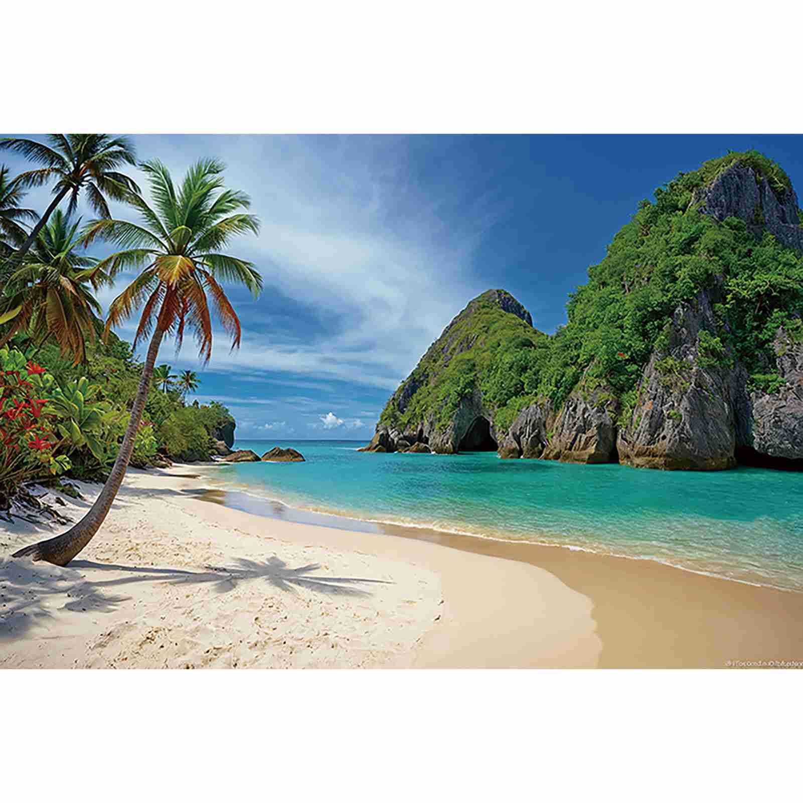 MOON.QG Island Beach Adult Birthday Backdrop Rock Palm Tree Wave Sand ...