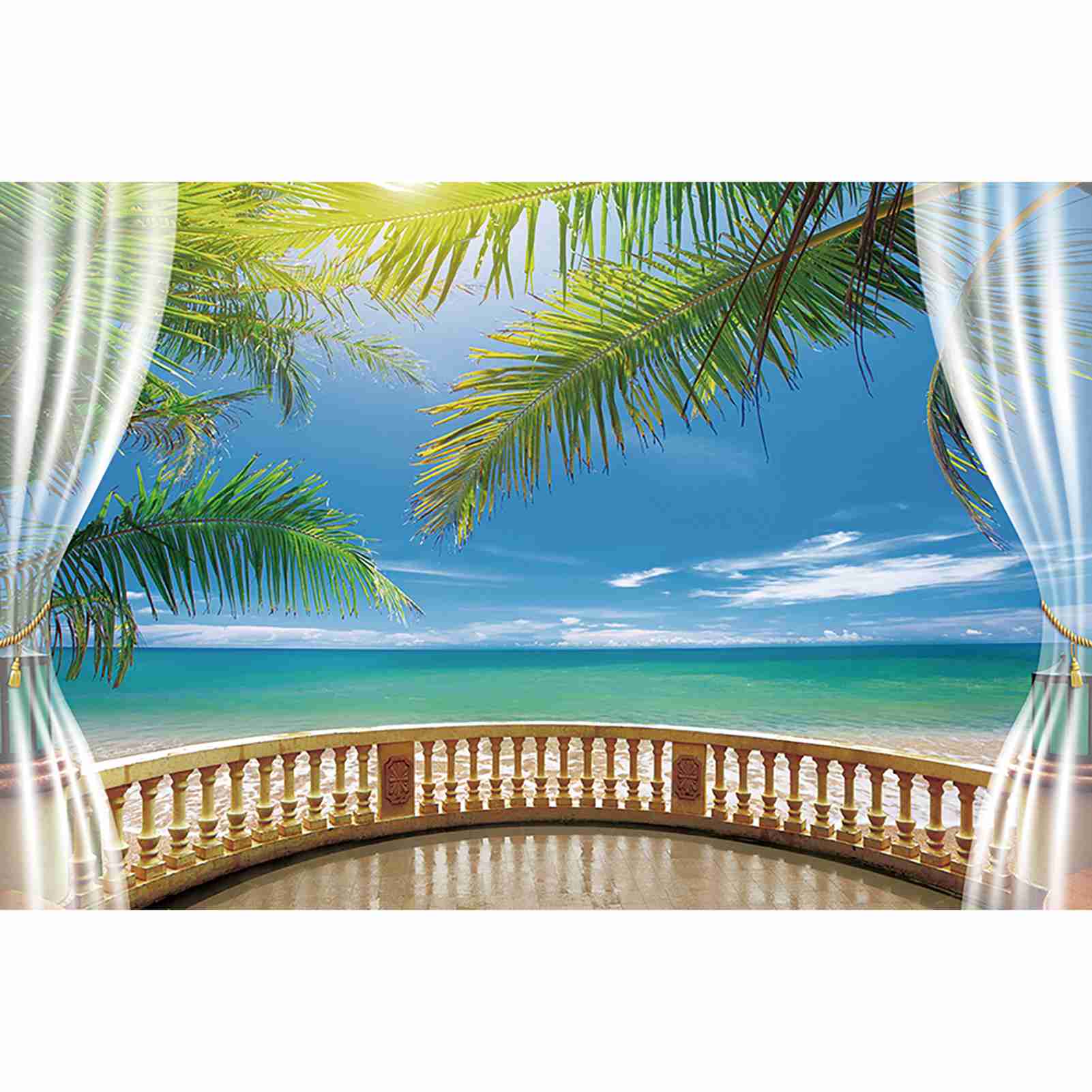 MOON.QG Seaside Palm Tree Leaves Holiday Backgrounds Ocean Tropical ...