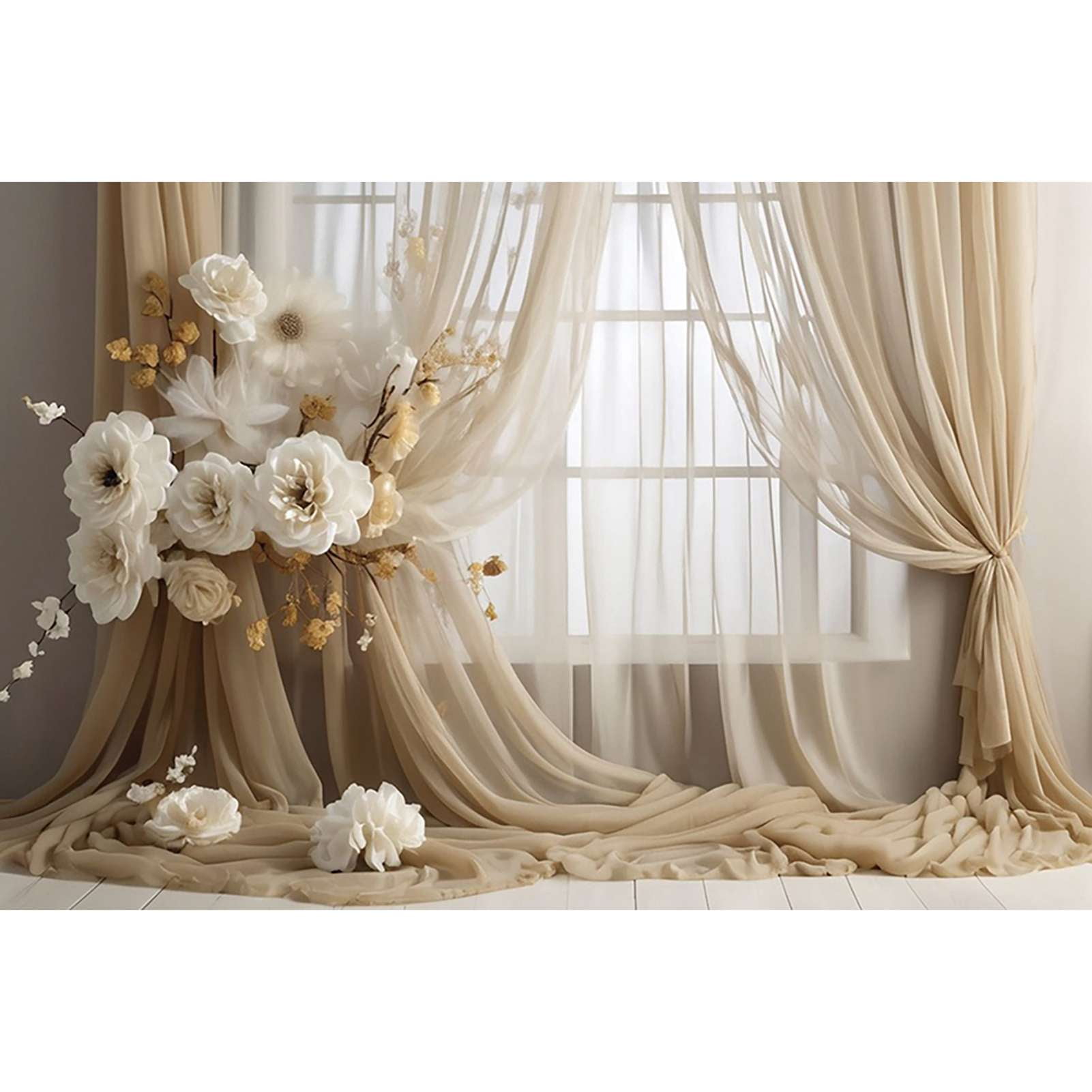 MOON.QG White Curtain Wedding Backdrops Women Bohemian Flower Draping ...