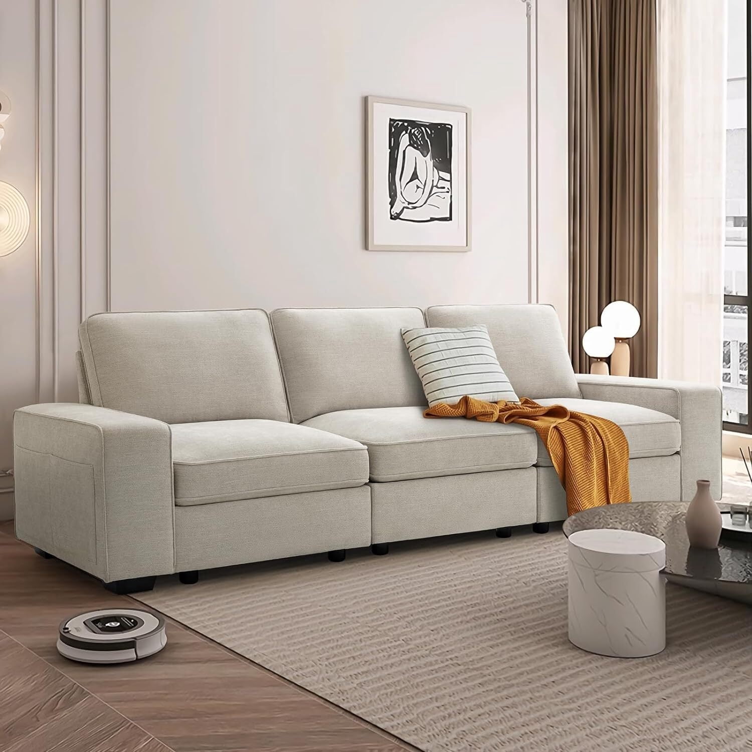 MOONCAST 100” Deep Seat Sofa Couch with Storage, Modular Sectional ...
