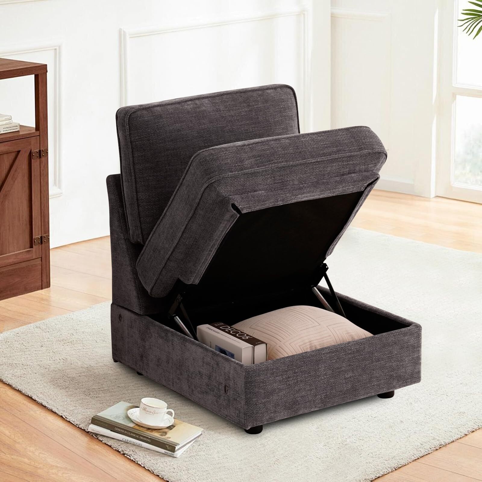 MOONCAST Middle Seat with Storage, Modular Sofa Couch,Grey - Walmart.com
