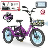 MOONCOOL 20'' Folding 3 Wheel Electric Tricycle for Adults, Foldable 750W 48V Motorized Electric ...