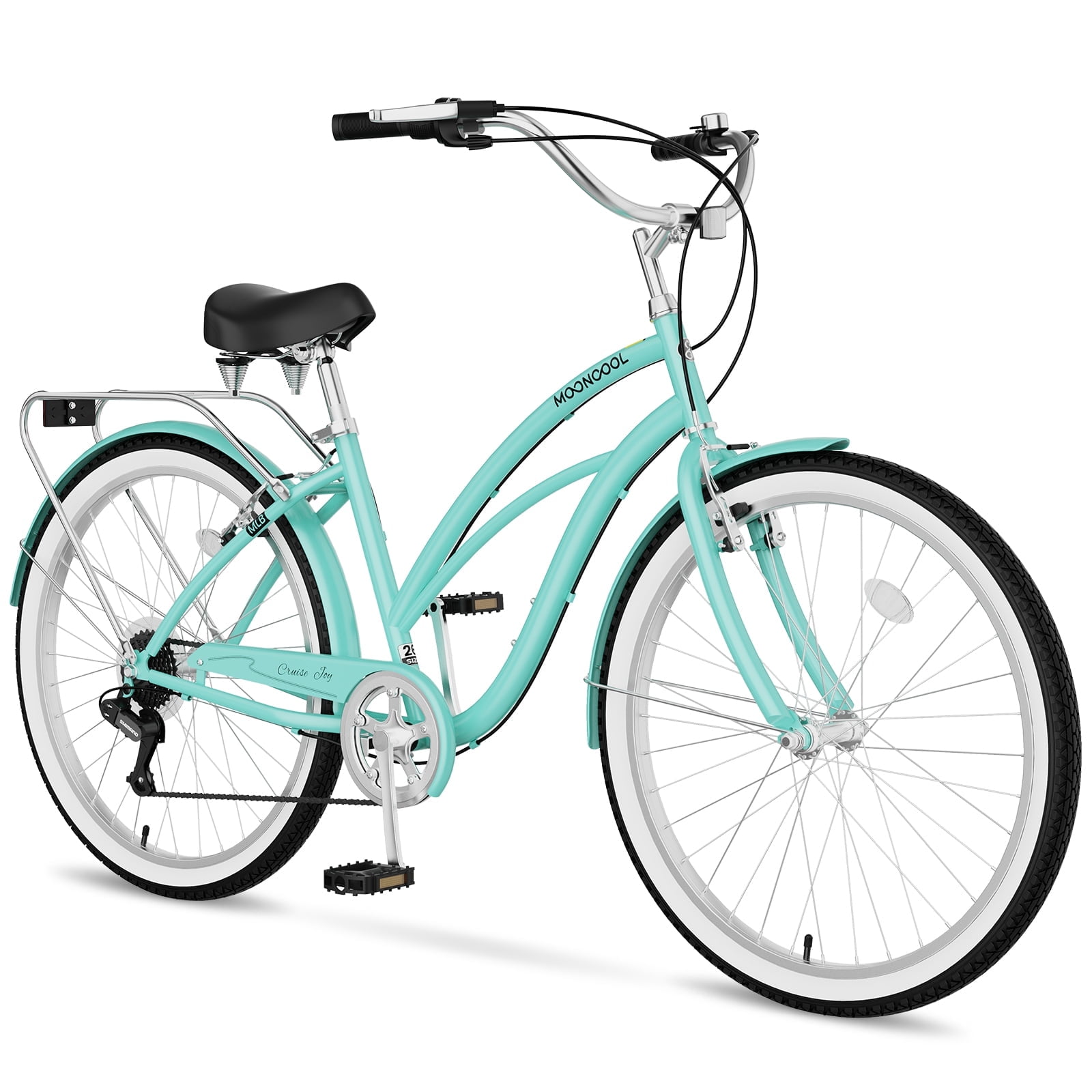 MOONCOOL 24/26 Inch Beach Cruiser Bike, 7 Speed Step-Through Frame ...