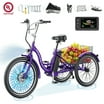 Lilypelle 26" Electric Tricycle, 350W 36V 14.5Ah 7 Speeds with Large Basket and Accessories ...