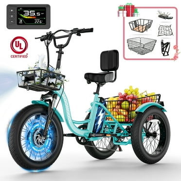 Lilypelle 24" 26" 3 Wheel Electric Tricycle for Adults, 350W 36V 7 Speeds Motorized Electric ...