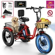 NOMIGO Electric Tricycle, 7 Speed 3 Wheel Electric Bicycle with 48V 15Ah Lithium Battery, Max ...
