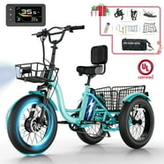 MOONCOOL 20'' Folding 3 Wheel Electric Tricycle for Adults, Foldable 750W 48V Motorized Electric ...