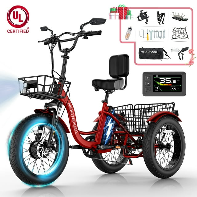 Slsy 750W Electric 3-Wheel Bike, 20x4.0 Inch Fat Tire, 48V Battery ...