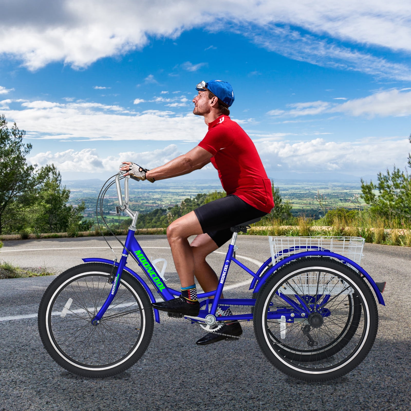 MOONCOOL Adult Tricycle, 7 Speed Three Wheel Bike Cruiser Trike, 24/26 ...