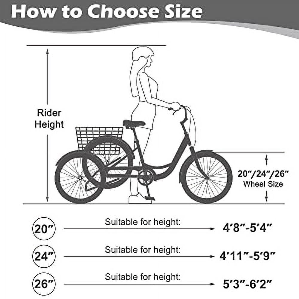 MOONCOOL Adult Tricycles 3 Wheel 7 Speed Trikes, 20/24/26 inch Adult ...
