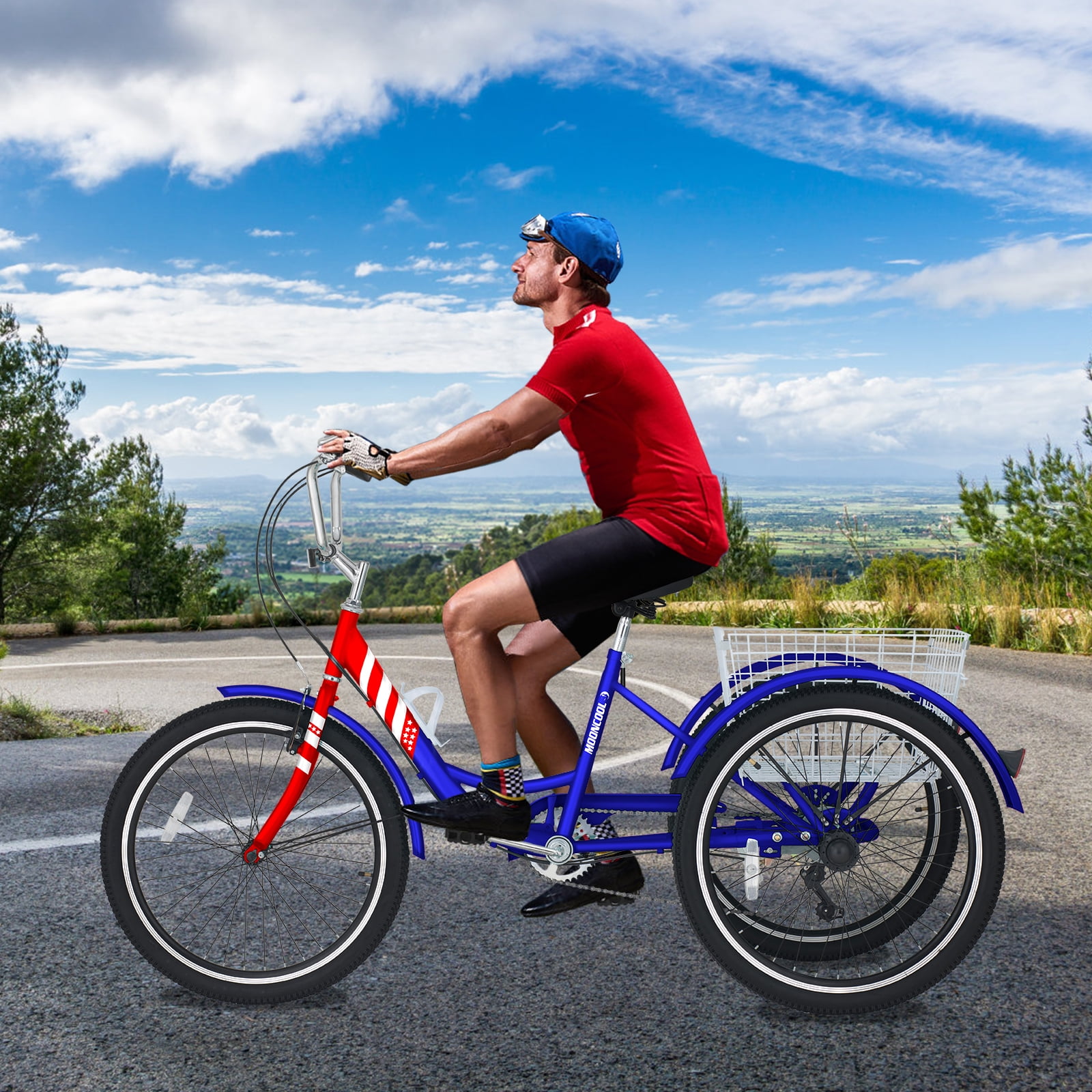 MOONCOOL Adult Tricycles with Backrest, 24 26 inch 7 Speed 3 Wheel ...