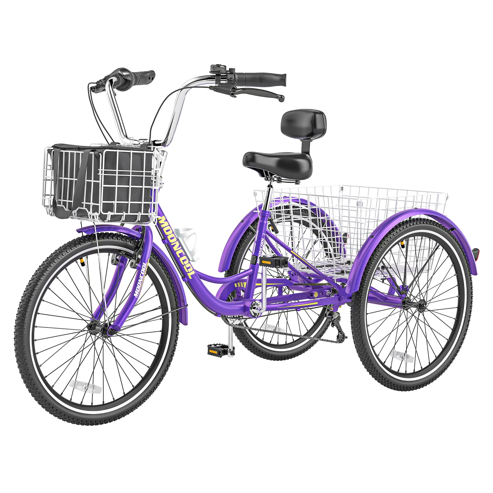 MOONCOOL Three Wheeler Bicycle, Adult Tricycles 7 Speed, 20/24/26 inch ...