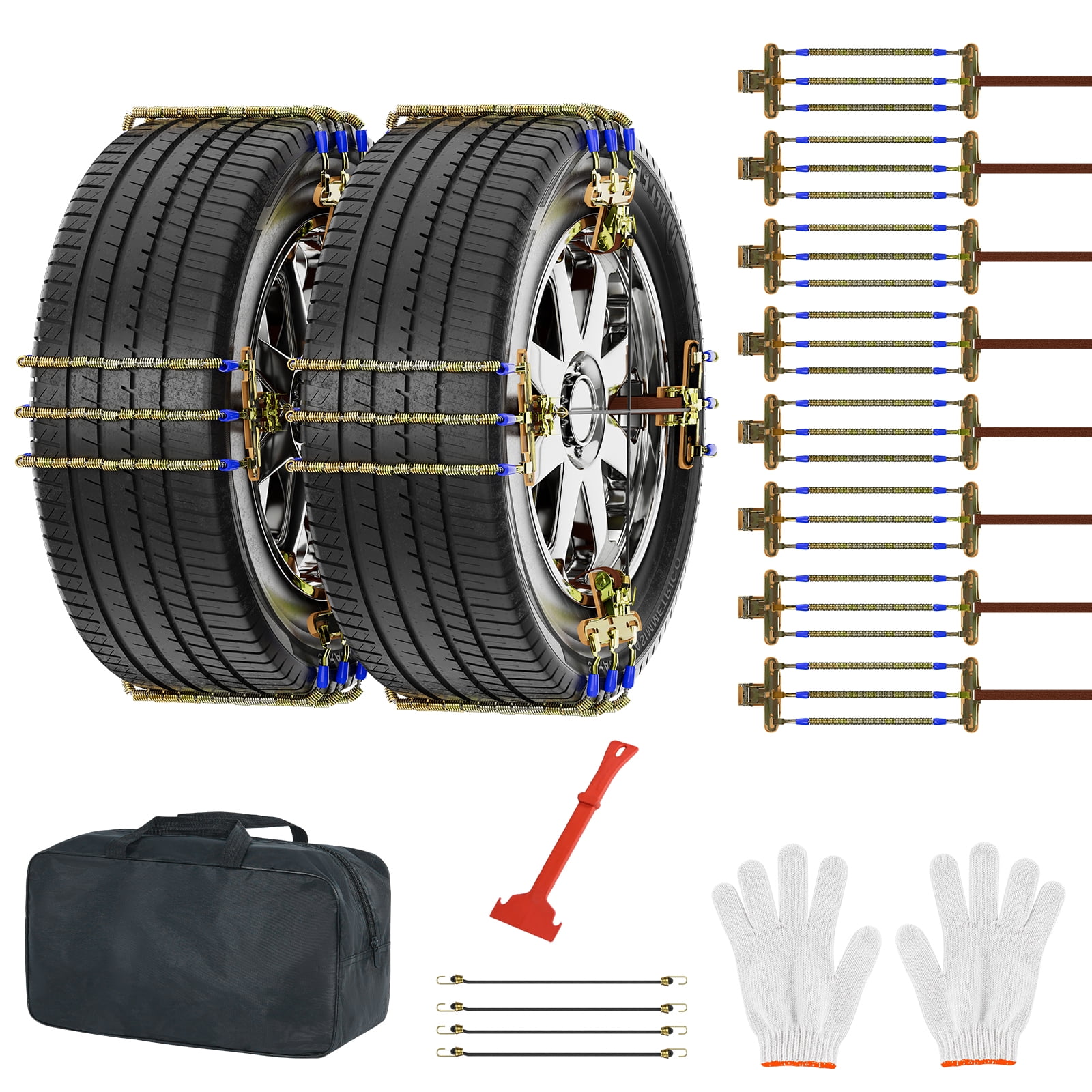 MOONCOOL Cable Snow Chains 8 Packs, Tire Chains for Passenger Cars ...
