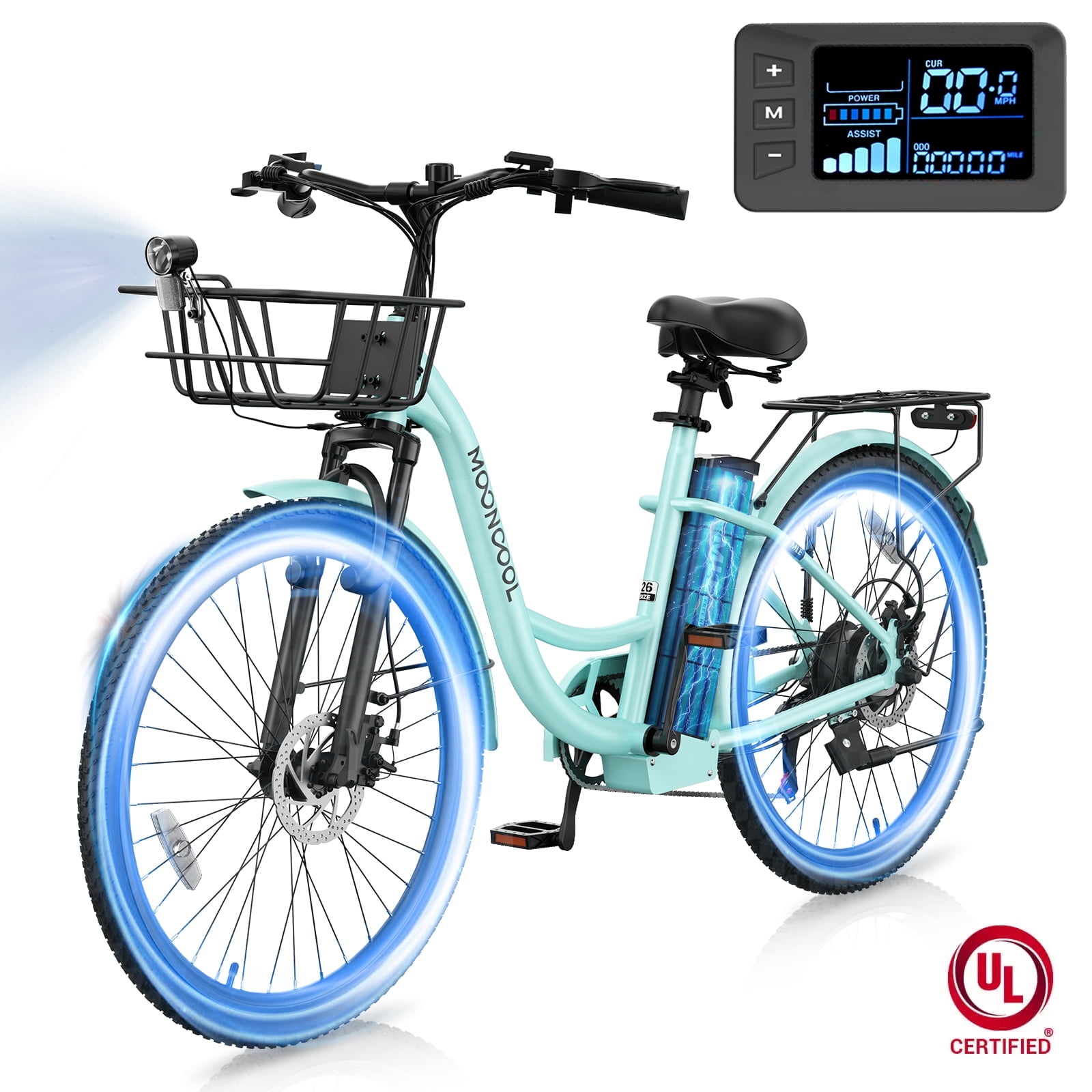 MOONCOOL Electric Bike for Adults, 7-Speed Ebike 700W Peak Adult ...