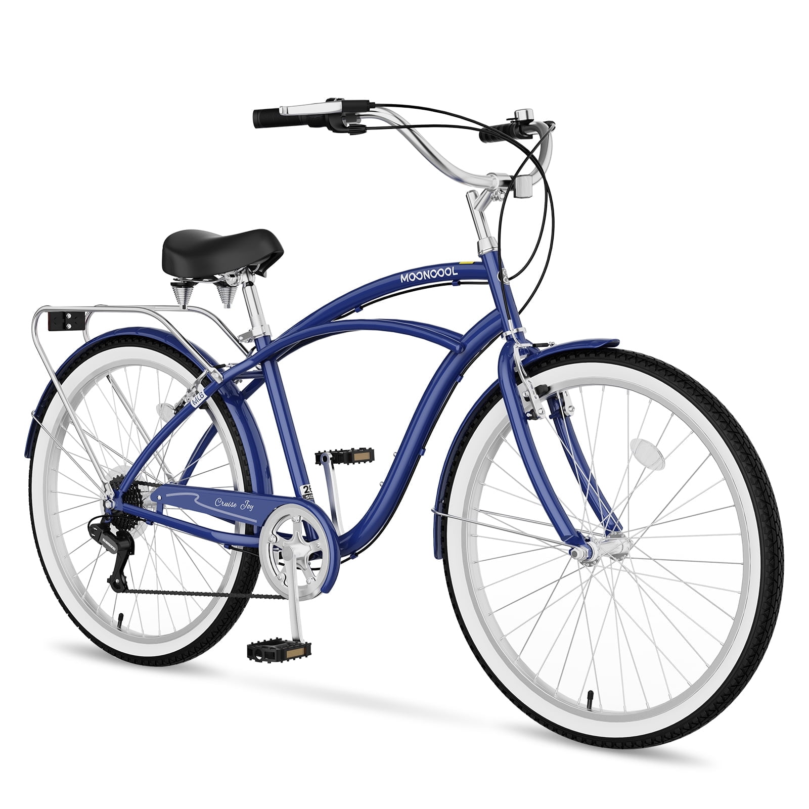 Mooncool Beach Cruiser Bike for Adults, 24-26 Inch Wheels, 7-Speed Step ...
