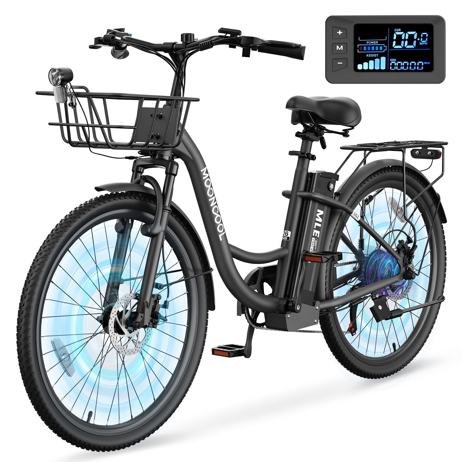 MOONCOOL Electric Bike for Adults, 20 mph Ebike 700W Peak Adult Electric Bicycles, 40 Miles ...