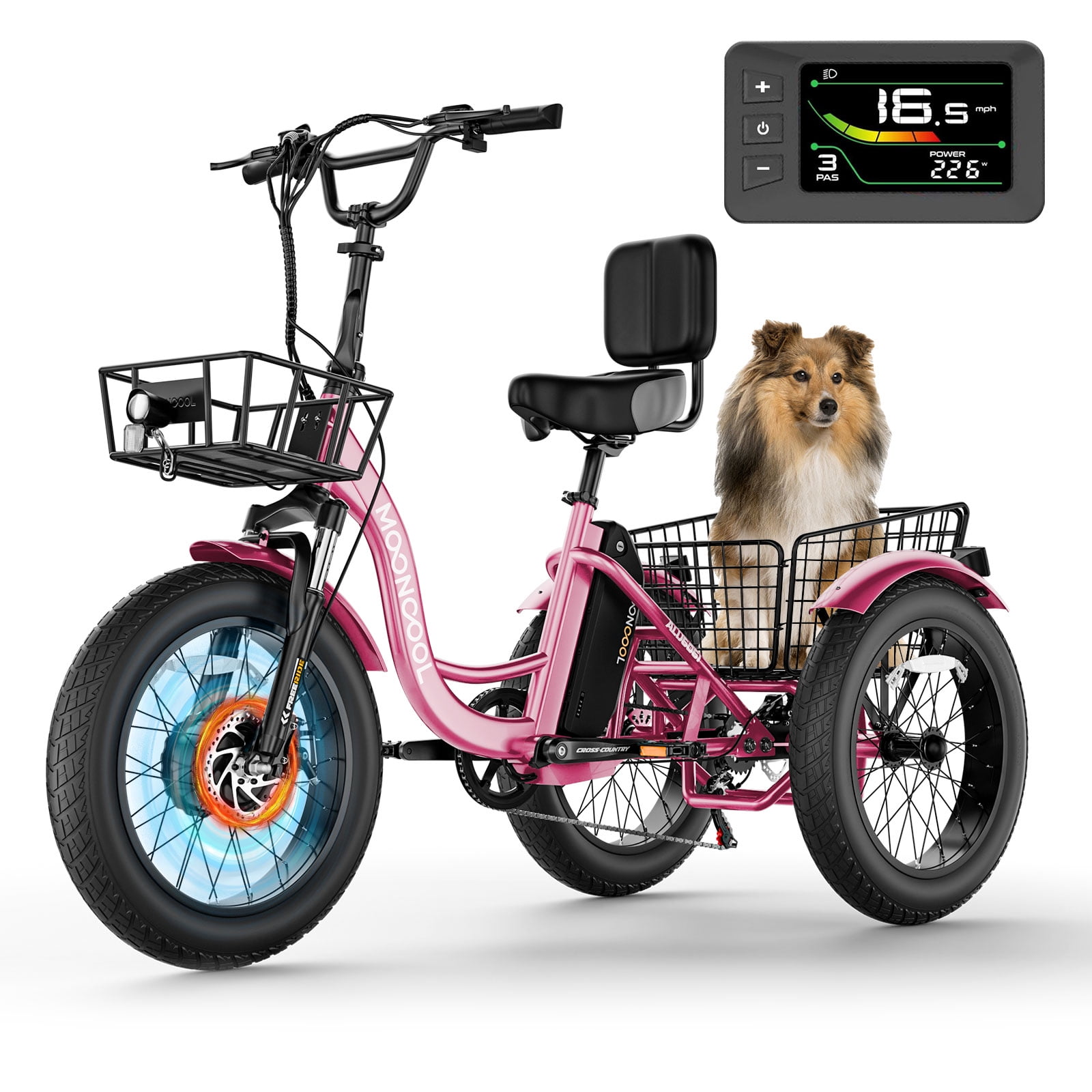 "MOONCOOL 20"" 4.0 Fat Tire Electric Tricycle, 3 Wheel 750W Motor Trike ...