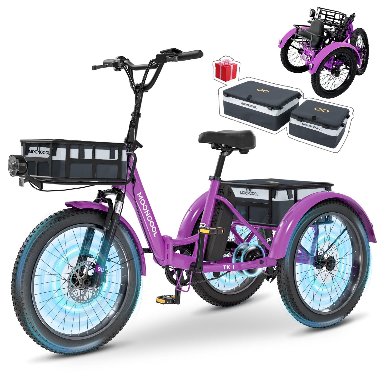 MOONCOOL Electric Trike, Electric Tricycle for Adults, 20" Folding 3 ...